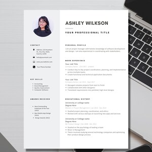 Resume Template With Photo, CV Template With Photo, Resume CV Template ...
