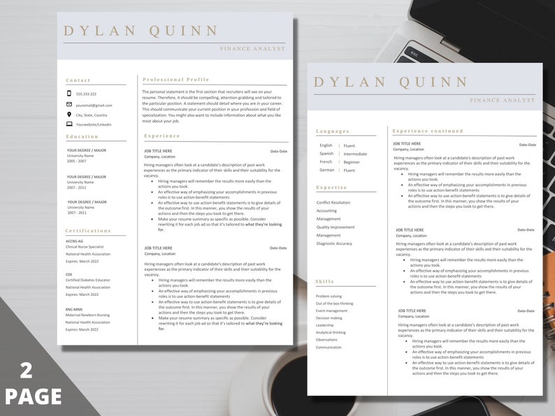 Resume Template, CV Template With , Resume CV Template for Word ...
