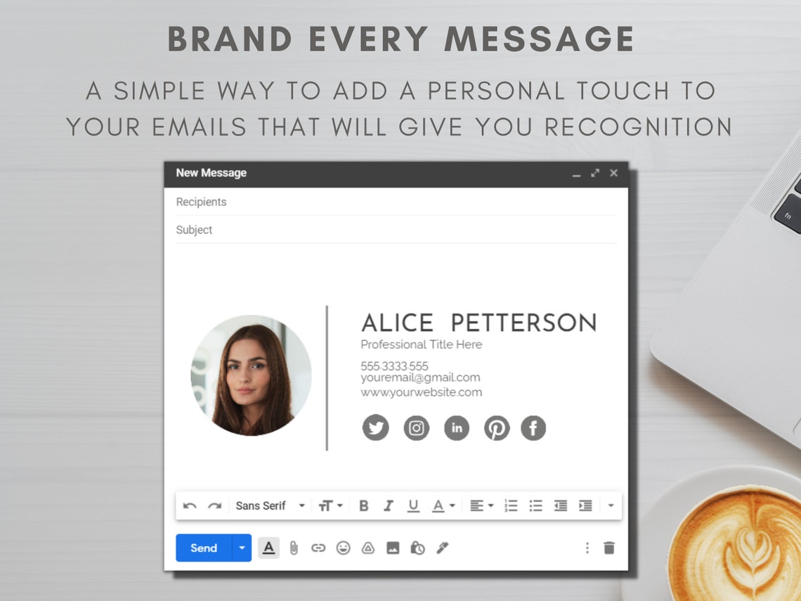 Gmail Email Signature Template | A Modern Email Signature | Custom ...
