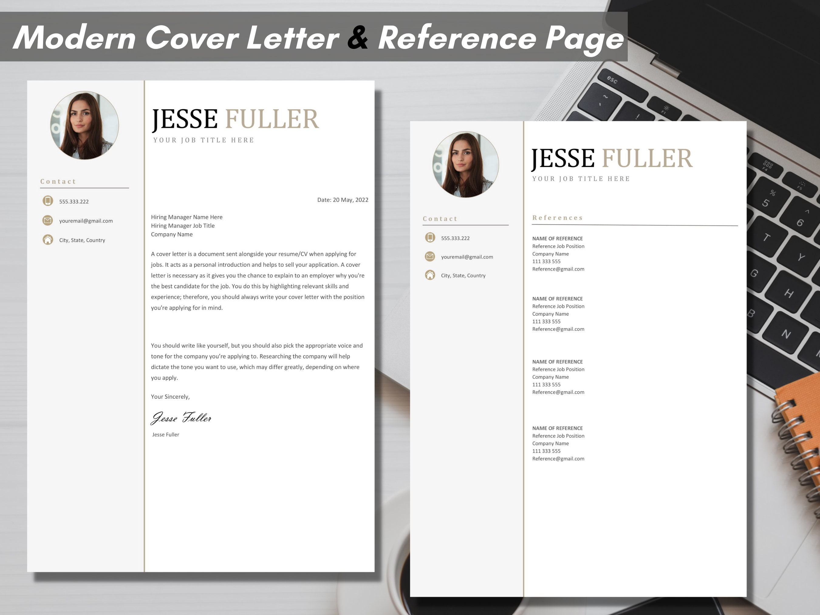 Resume and Cover Letter Template, Clean CV Template With Picture ...