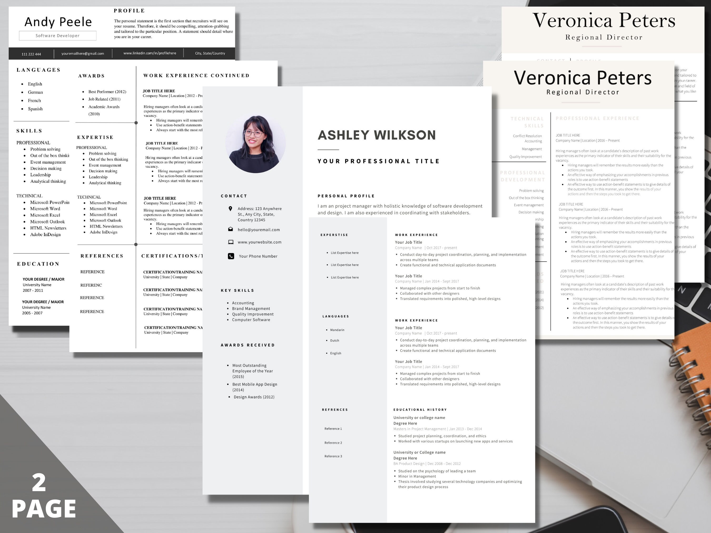 Resume Template With Photo, CV Template With Photo, Resume CV Template ...