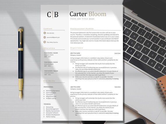 Premium CV Resume Template Professional Resume Template for | Etsy