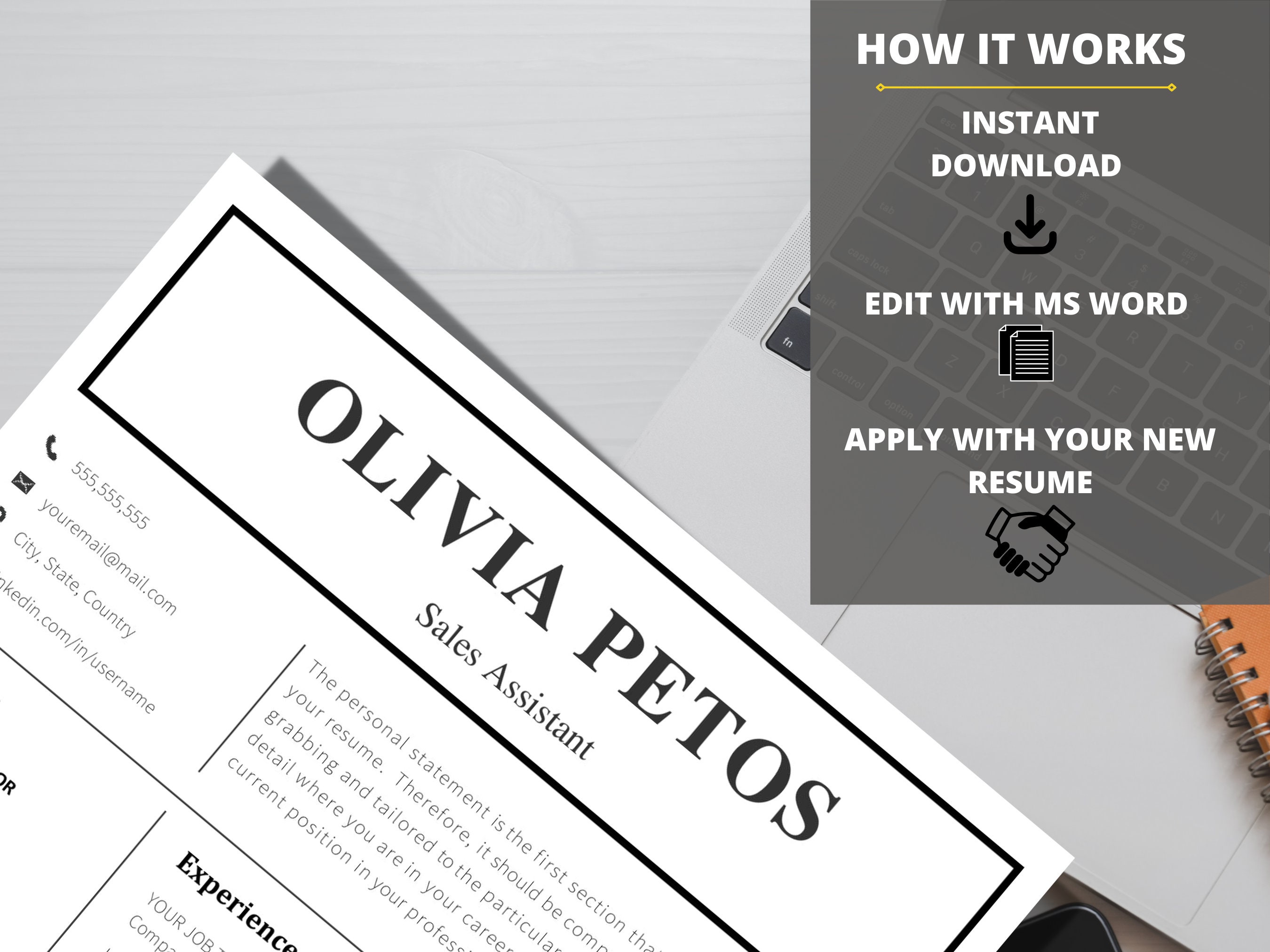 Clean, Modern Resume Template, Professional CV for Word 1, 2 and 3 Page ...