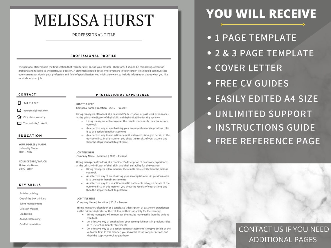 Clean Modern Executive Resume Template 2022 Resume Template - Etsy