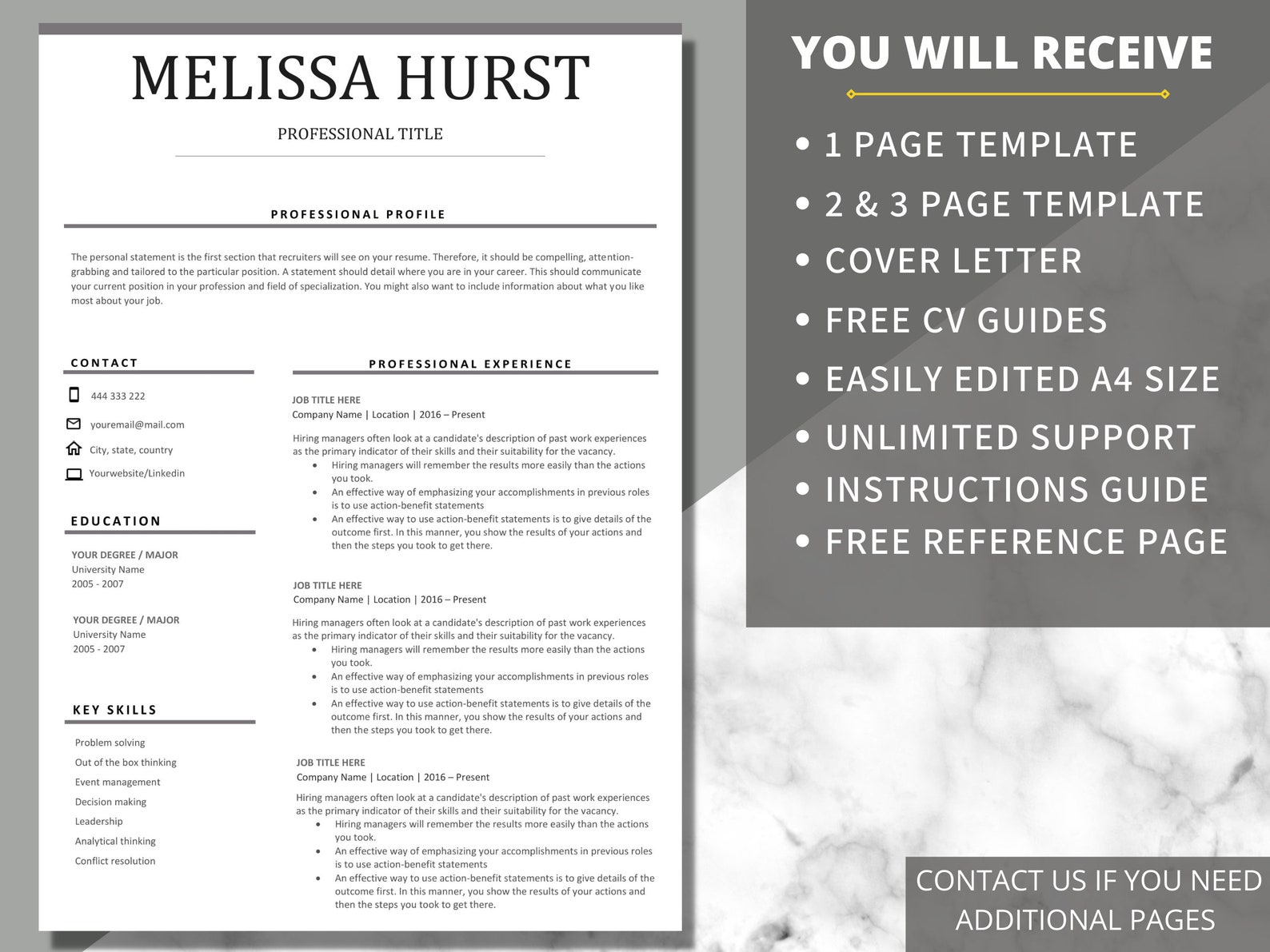 Clean Modern Executive Resume Template 2022 Resume Template - Etsy
