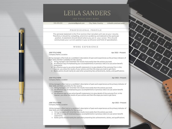Executive ATS Resume Template for Manager Executive Resume | Etsy