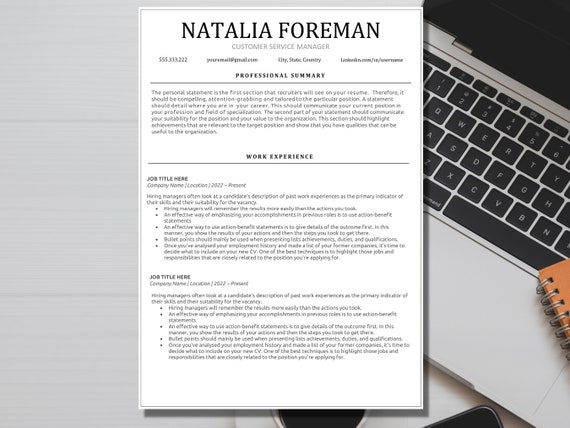 Clean Modern Resume Template for Word Pages and Word 1 2 | Etsy