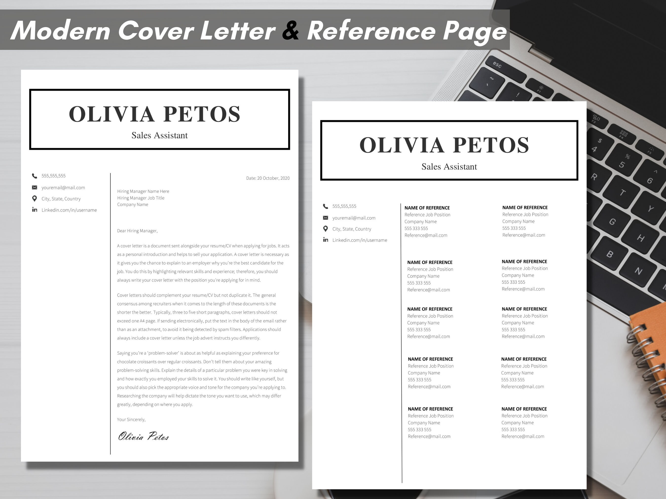 Clean, Modern Resume Template, Professional CV for Word 1, 2 and 3 Page ...