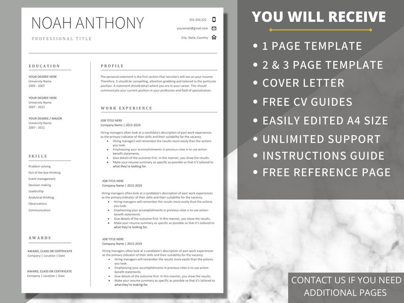 Resume Template Professional Modern Resume Template for Word Clean ...