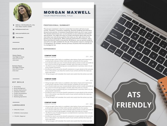 Resume Template With Photo CV Template With Photo Resume CV | Etsy