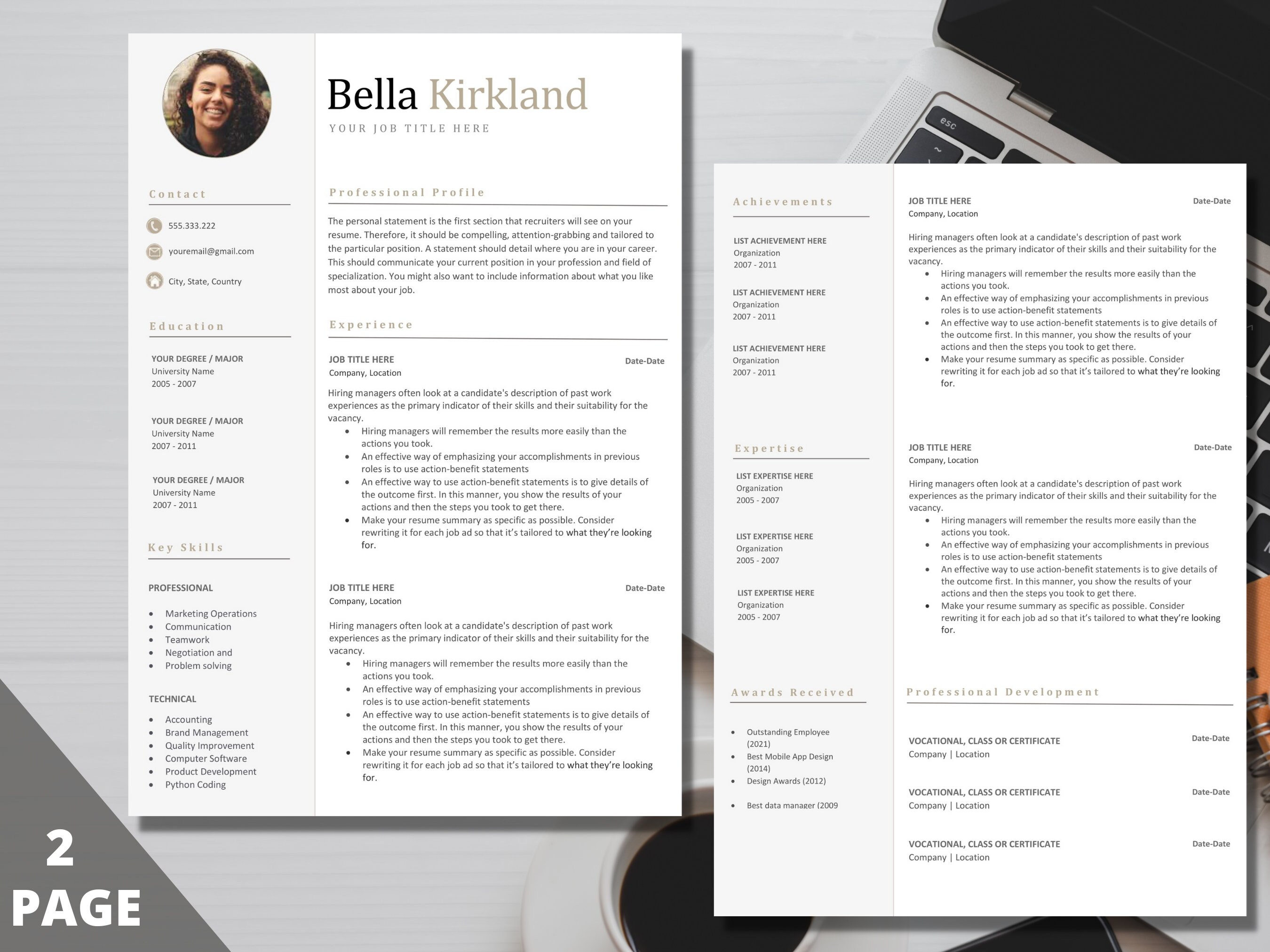 Clean CV Template With Picture Resume Template With Photo - Etsy