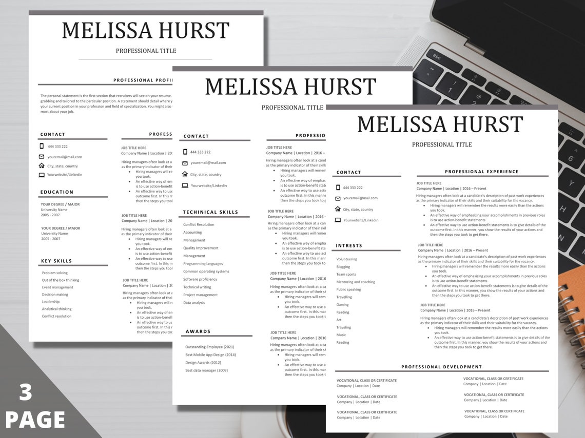 Clean Modern Executive Resume Template 2022 Resume Template - Etsy