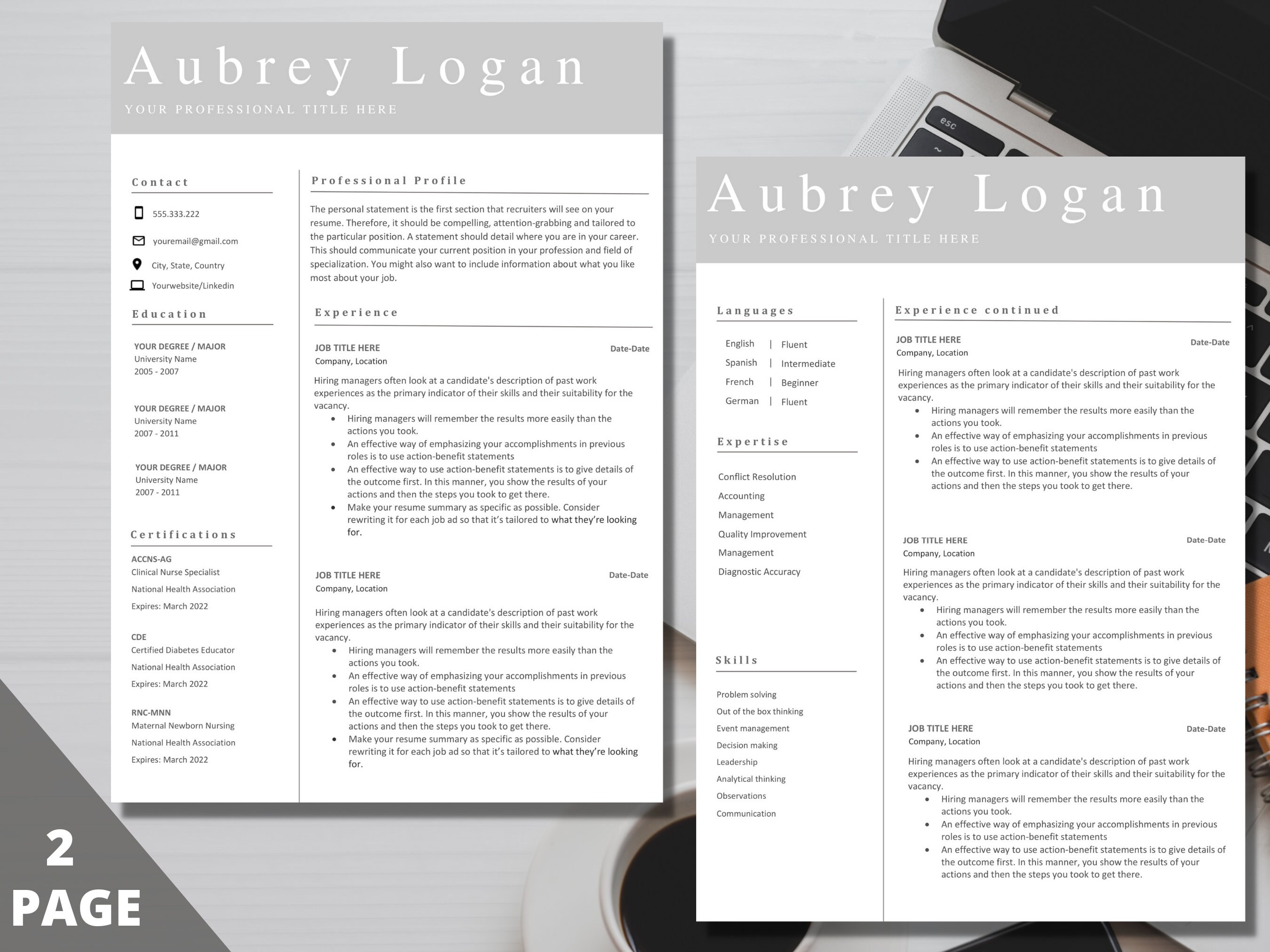 Minimalist Resume Template, Professional Modern Resume Template Word ...