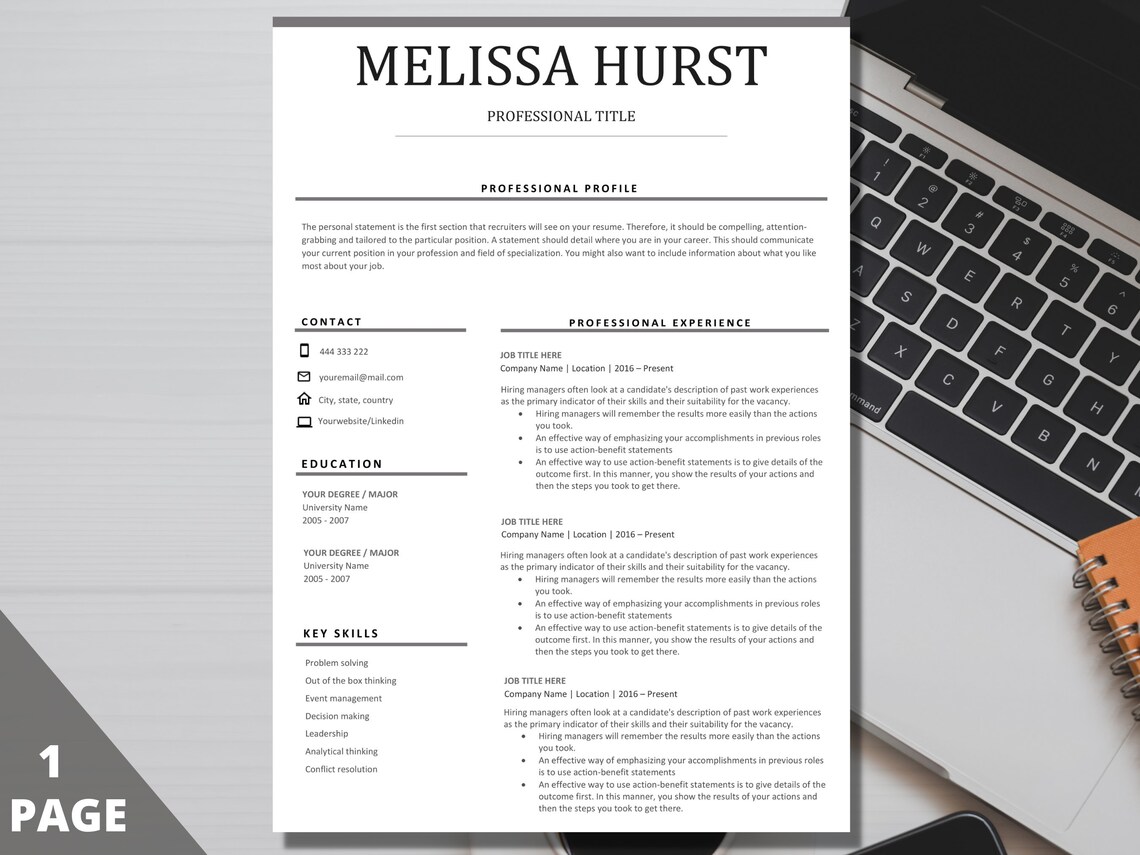 Clean Modern Executive Resume Template 2022 Resume Template - Etsy