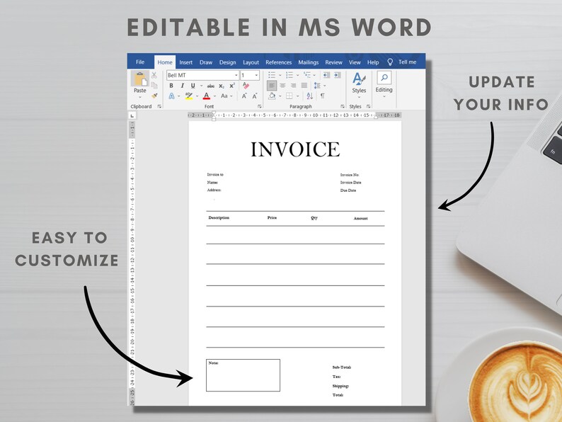 Invoice Template Pdf/word. Business Invoice, Invoice Word. Editable ...