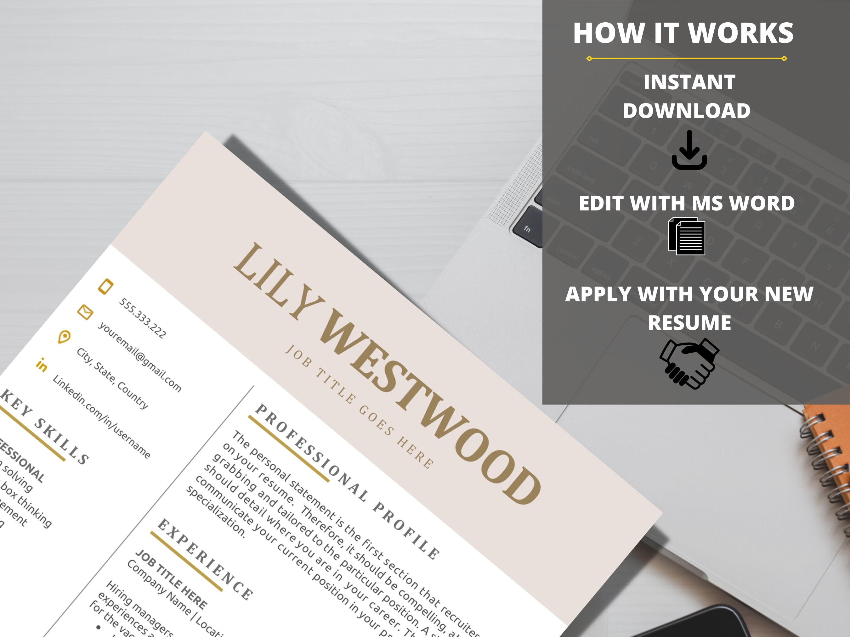 Creative Resume Template, Cvtemplate for Word, Cv Resume Template ...