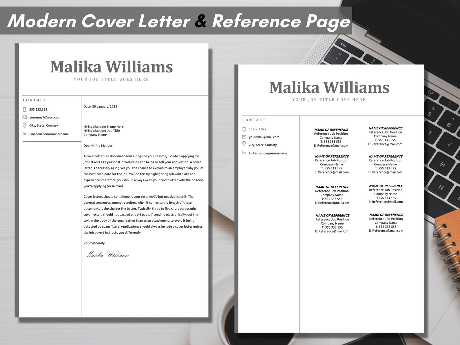 Professional Resume Template for Word 1, 2 & 3 Page Resume Template ...