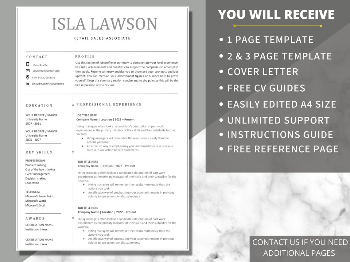 Resume Template, Modern Resume Template Word, Clean Resume Design, CV ...
