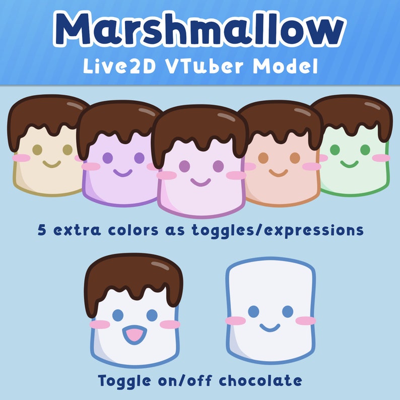 Marshmallow Vtuber Live2d Model: Rigged for Streaming (digital Download ...