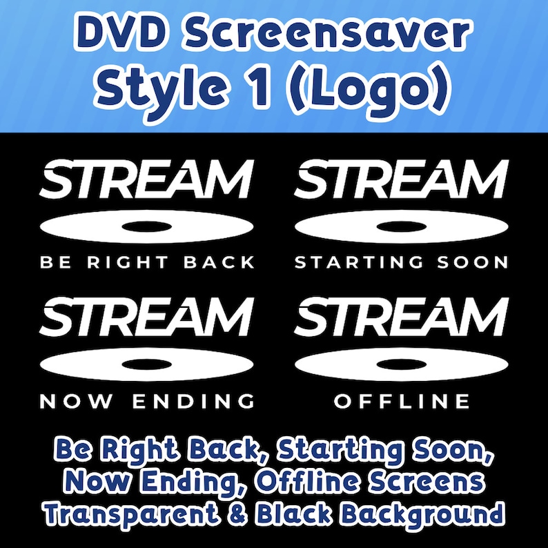 Be Right Back / Starting Soon DVD Screensaver Overlay | Black ...