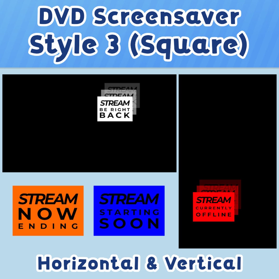 Be Right Back / Starting Soon DVD Screensaver Overlay | Black ...