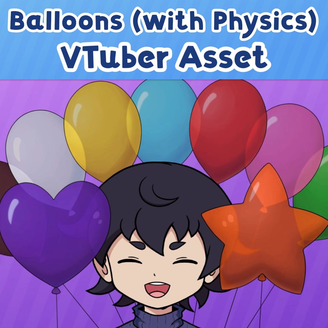 Balloons Vtuber Asset: Live2d Item | Hearts, Stars, Ovals With Physics ...