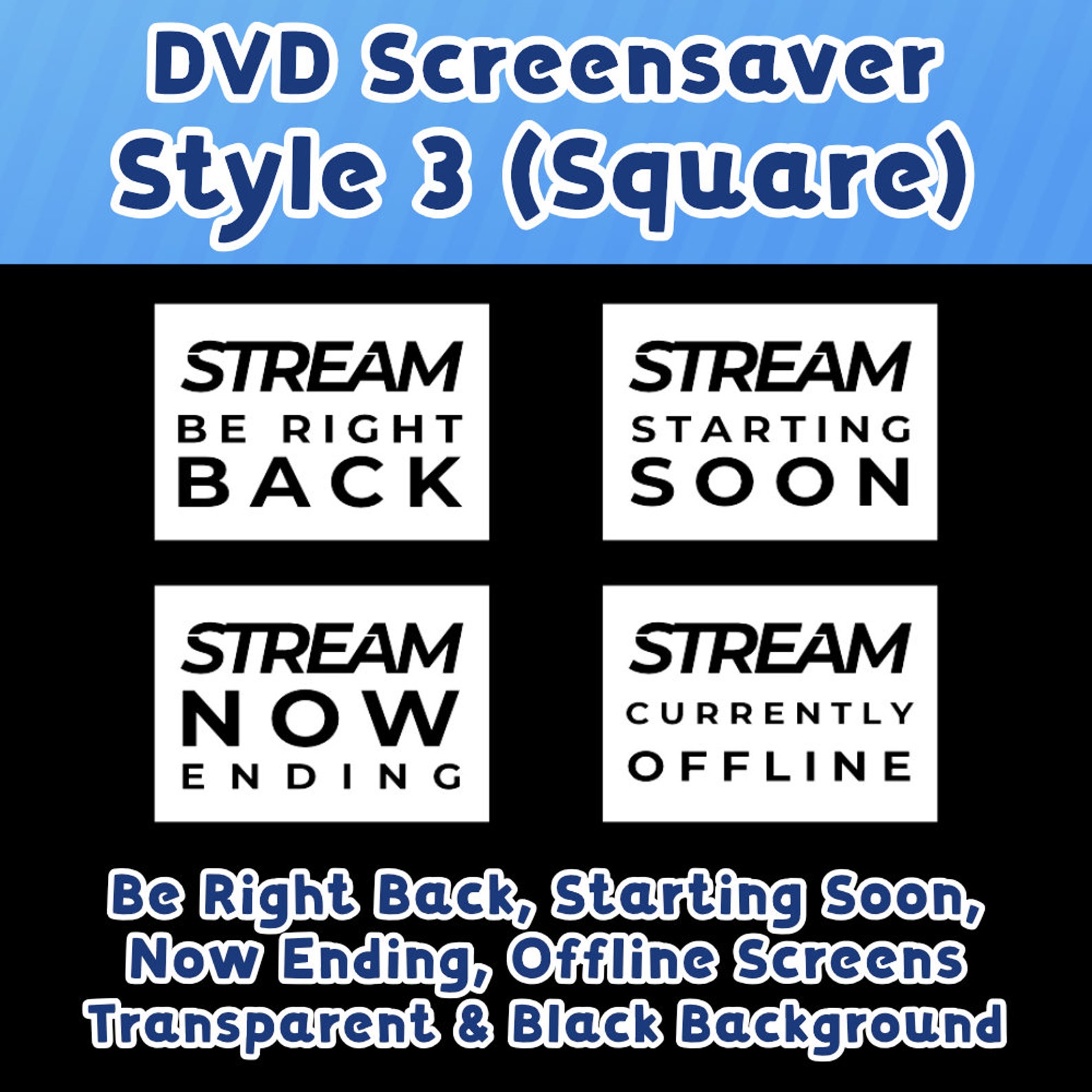 Square DVD Screensaver Overlay: for Streaming Looping Video (digital ...