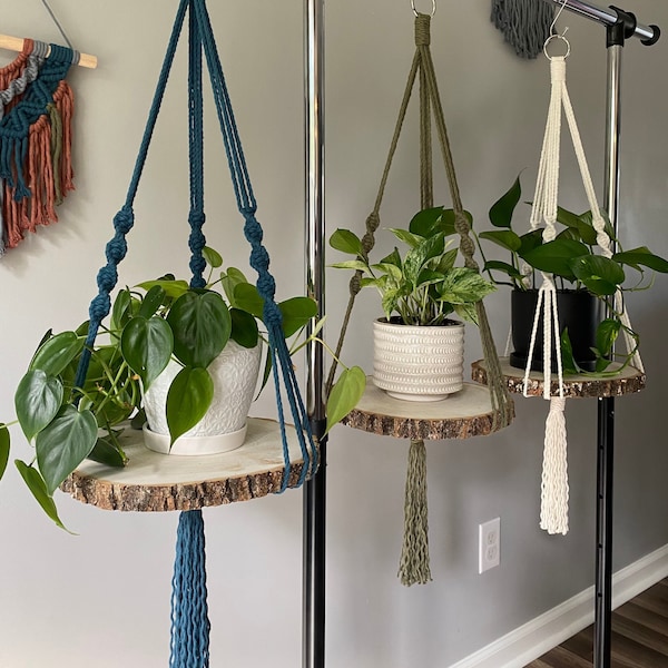Round Wood Shelf Plant Hanger - Etsy