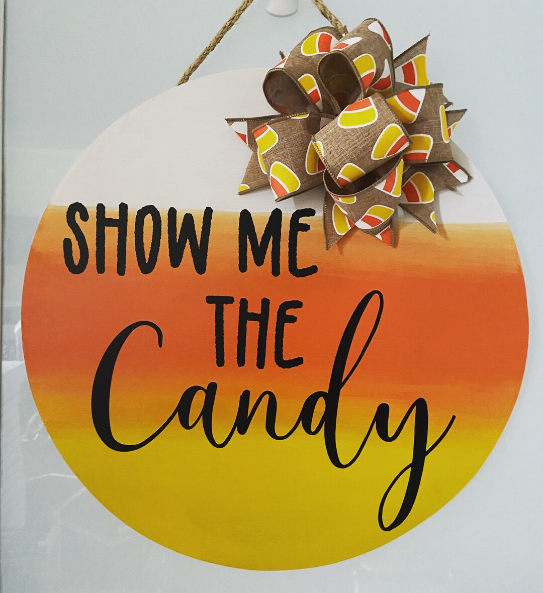 Show Me the Candy Hanger, Funny Door Hanger, Halloween Door Hanger ...