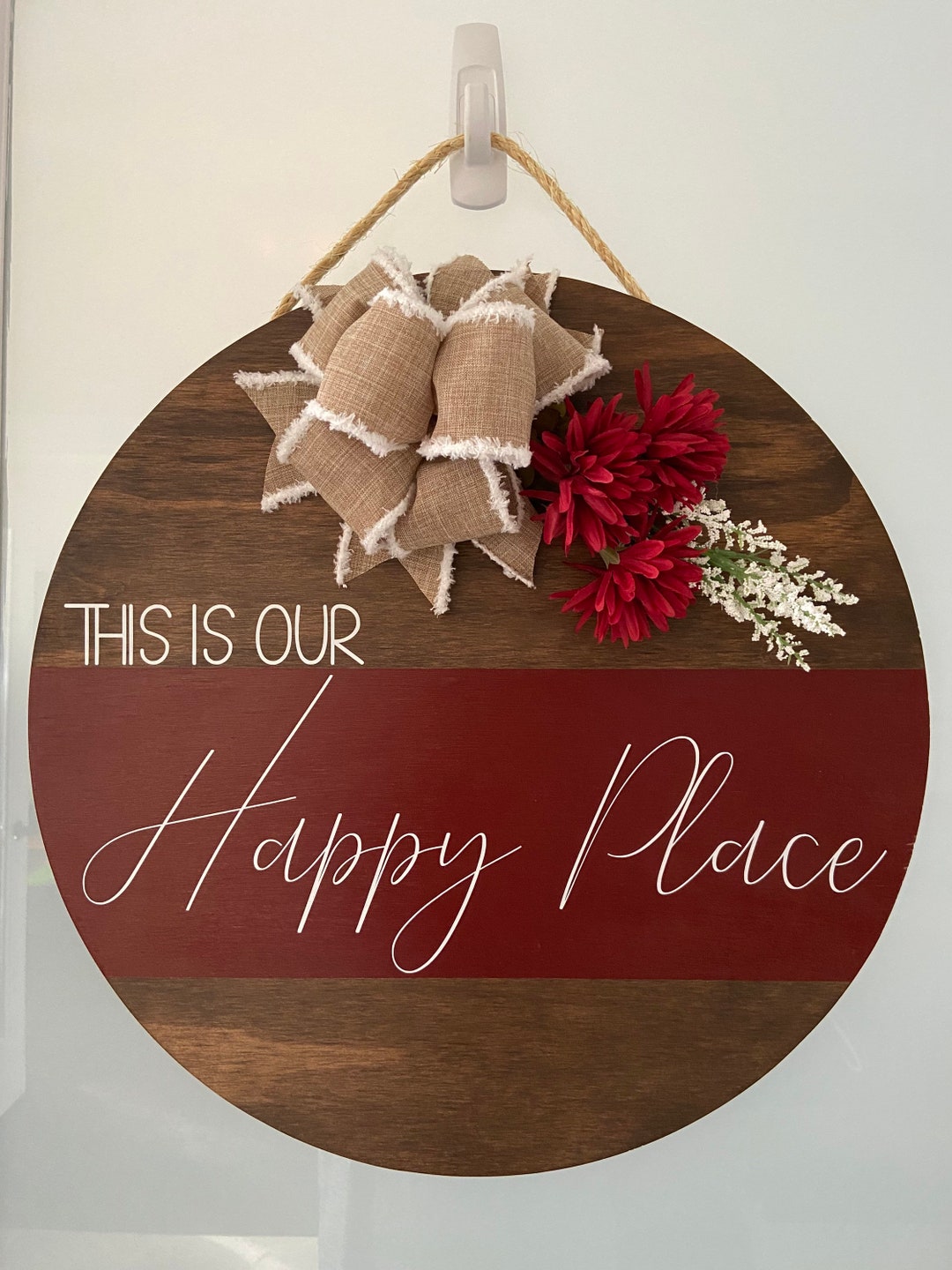 This is Our Happy Place Door Hanger, Home Door Signs, Door Wreath, Door ...