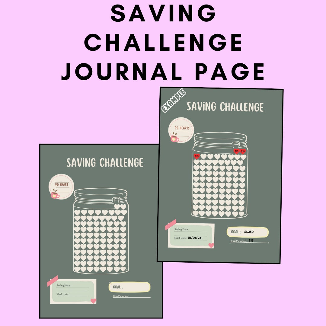Saving Challenge Journal Page- Tracker- A4 Journal Page- Daily Tracker ...