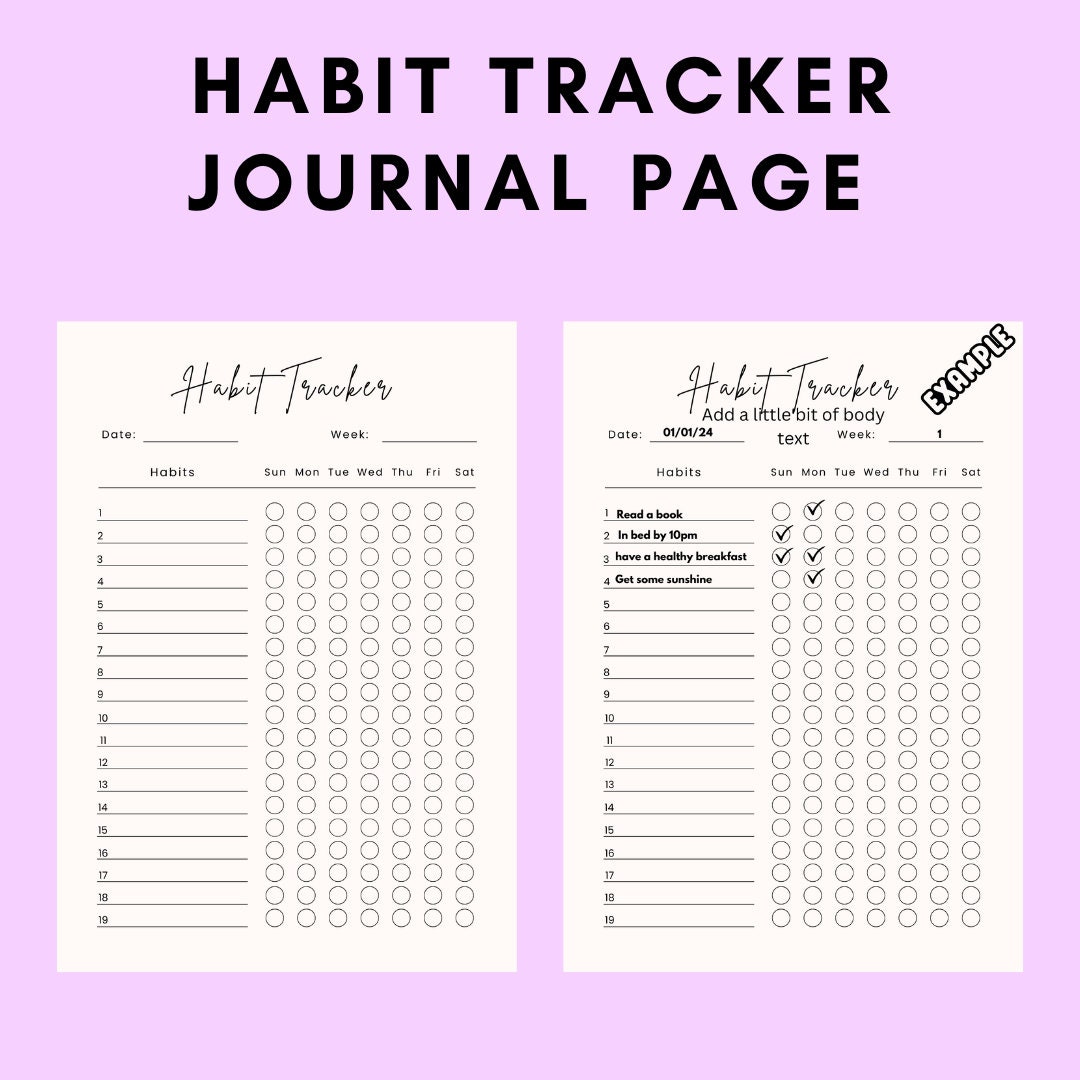 Habit Tracker- A4 Journal Page- Daily Tracker- Mood Tracker- Monthly ...