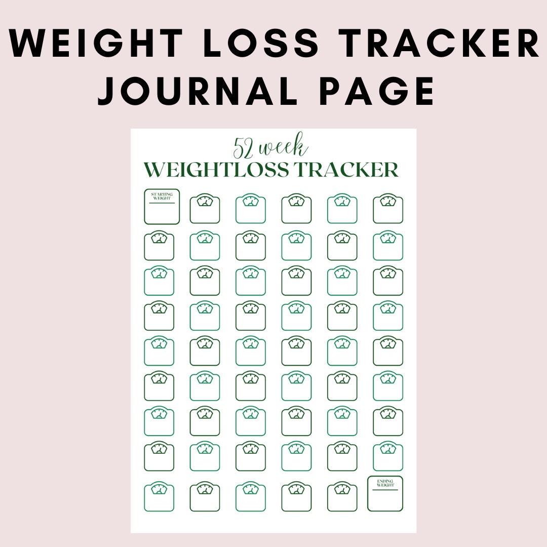 52 Week Weight Loss Tracker- A4 Journal Page- Daily Tracker- Mood ...
