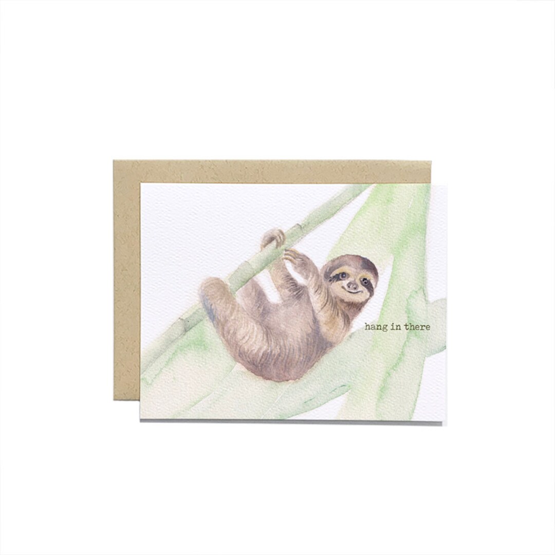 Hang in There Sloth Card | Cute Sloth Encouragement Card | Pick Me up ...