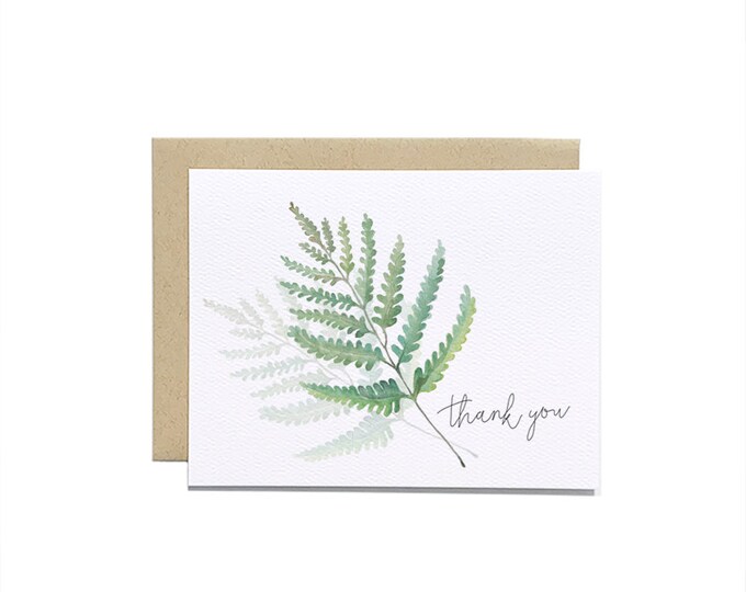 Fern Thank You Card Greenery Card Blank Inside - Etsy