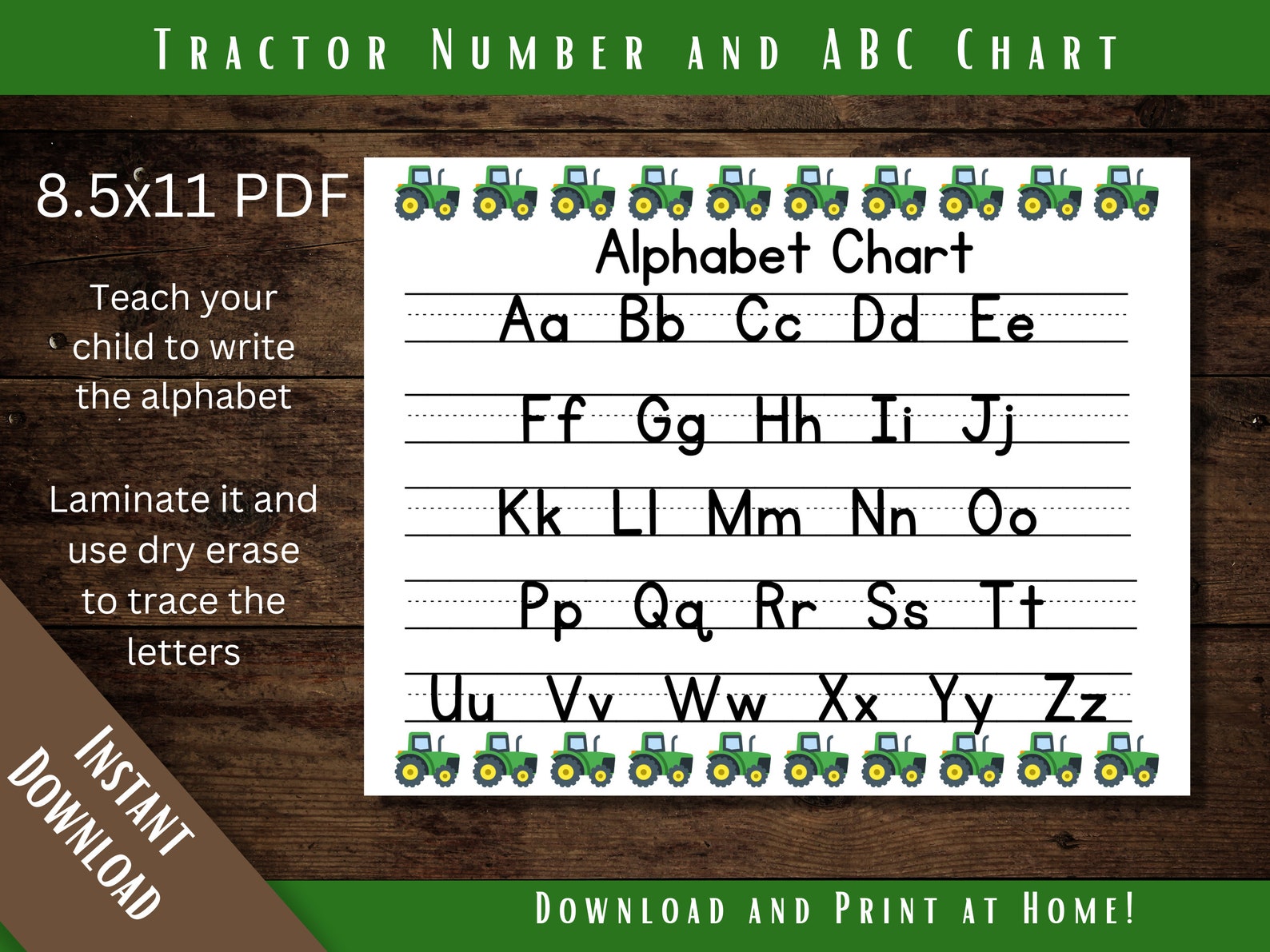 Alphabet Chart, Number Chart, Instant Download, Handwriting Chart, 1 ...