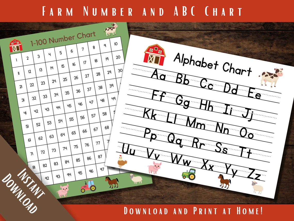 Alphabet Chart, Number Chart, Instant Download, Handwriting Chart, 1 ...