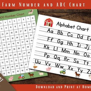 Alphabet Chart, Number Chart, Instant Download, Handwriting Chart, 1 ...
