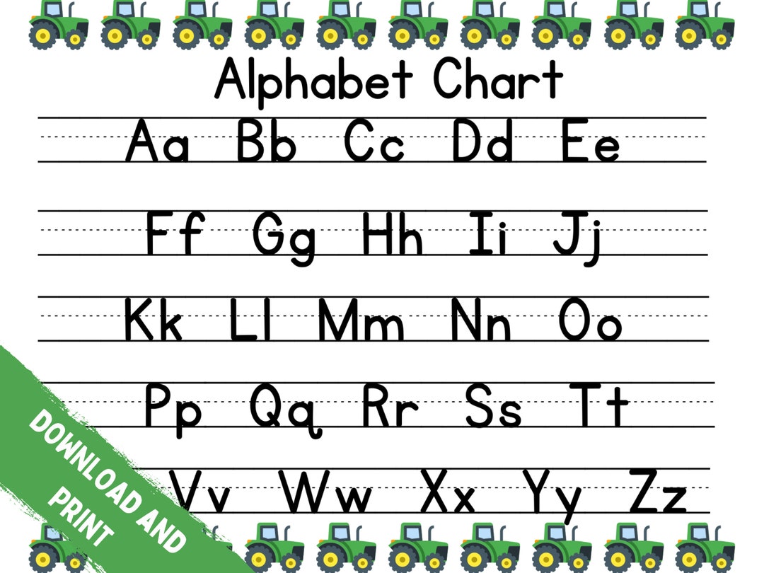 Printable ABC Chart, Tractor, Alphabet Chart, Handwriting Chart ...