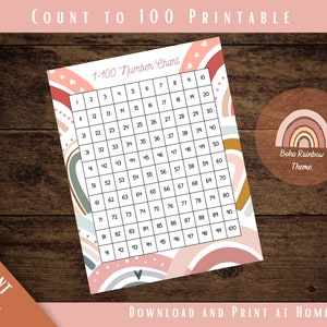 Number Chart/ Printable Hundreds Chart/ 1-100 Number Chart/ Count to ...