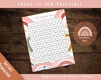 Number Chart/ Printable Hundreds Chart/ 1-100 Number Chart/ Count to ...