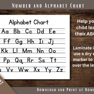 Alphabet Chart, Number Chart, Instant Download, Handwriting Chart, 1 ...