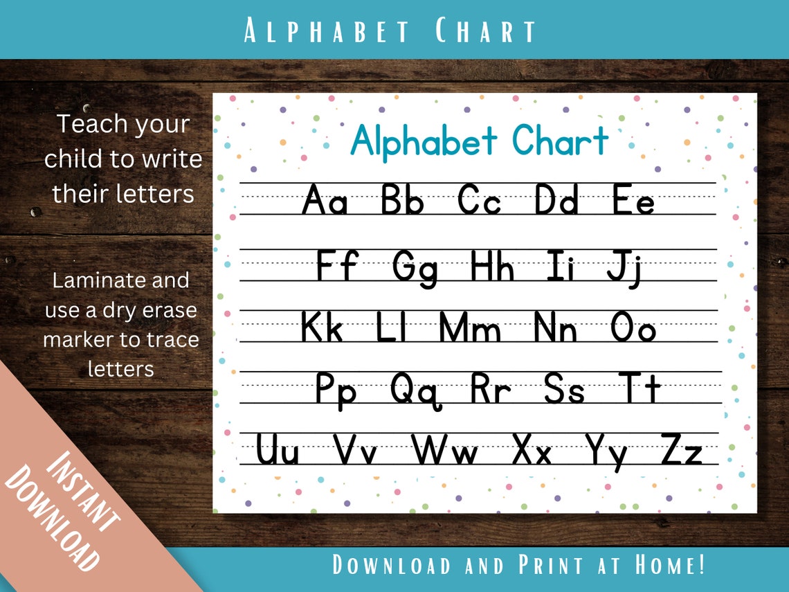 Printable ABC Chart, Alphabet Chart, Handwriting Chart, Homeschool ...