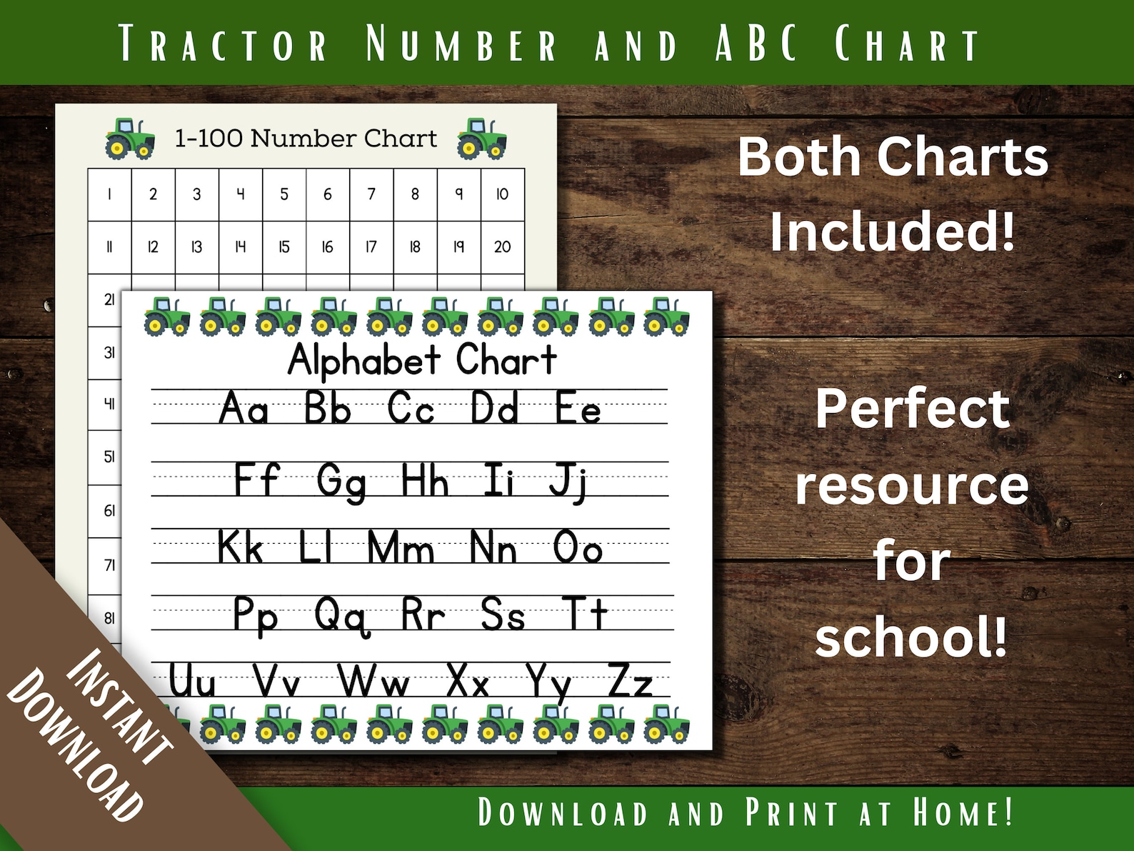 Alphabet Chart, Number Chart, Instant Download, Handwriting Chart, 1 ...