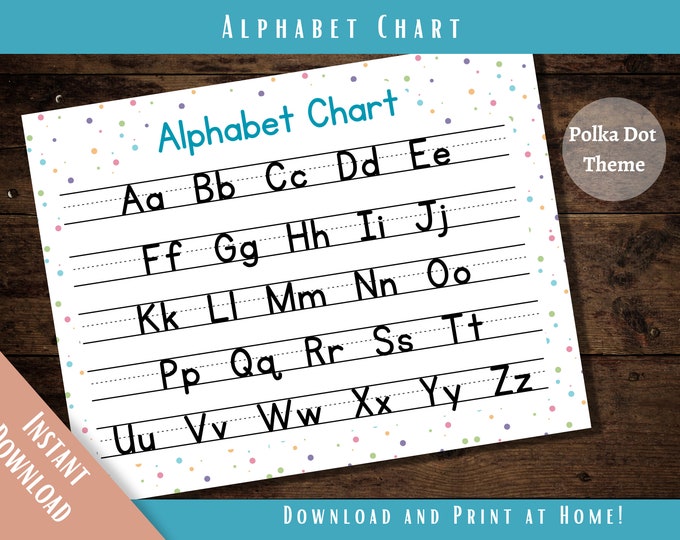 Manuscript Print Handwriting Chart | Horizontal Printable Alphabet ABC ...