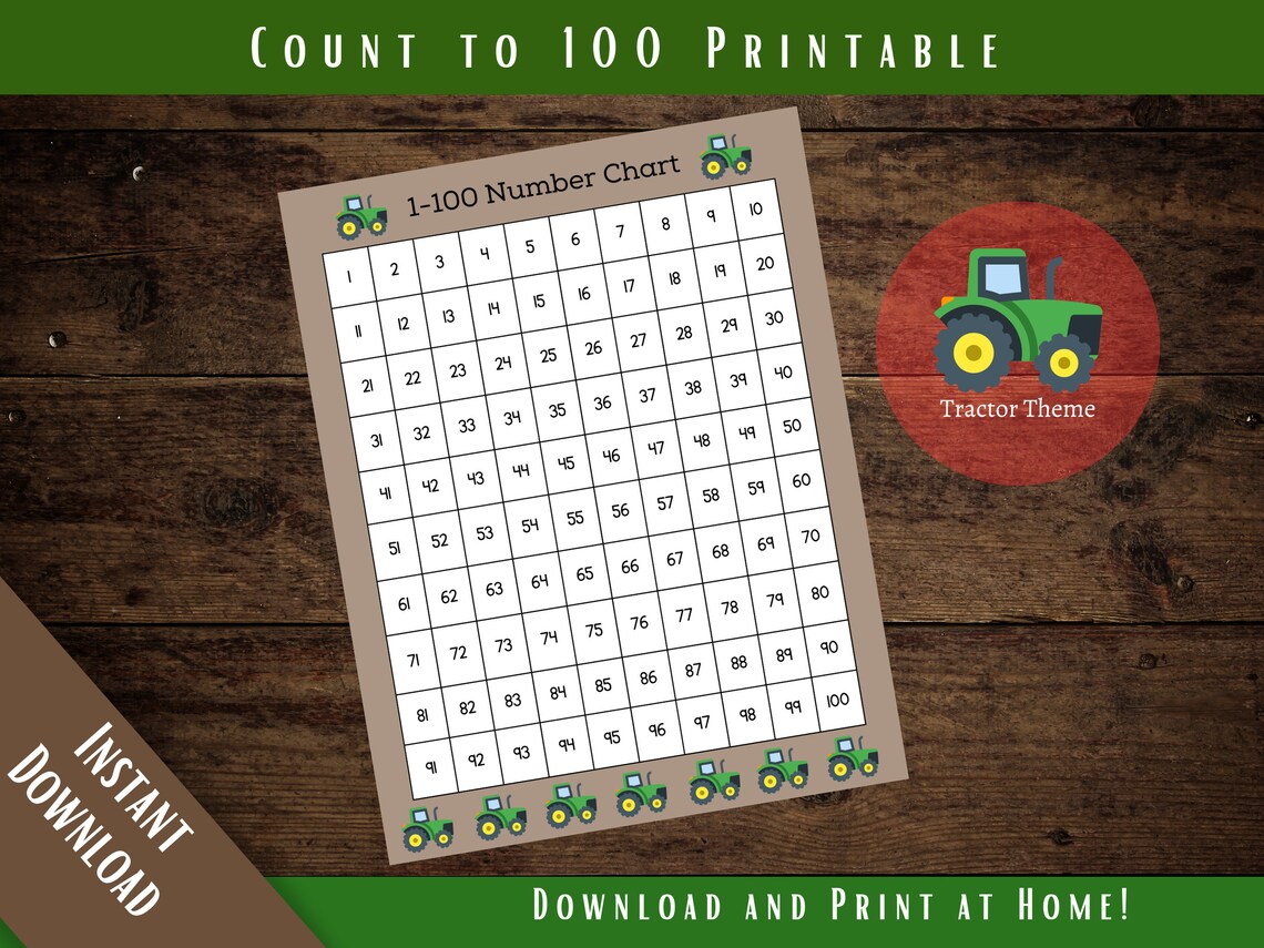 Number Chart/ Printable Hundreds Chart/ 1-100 Number Chart/ Count to ...