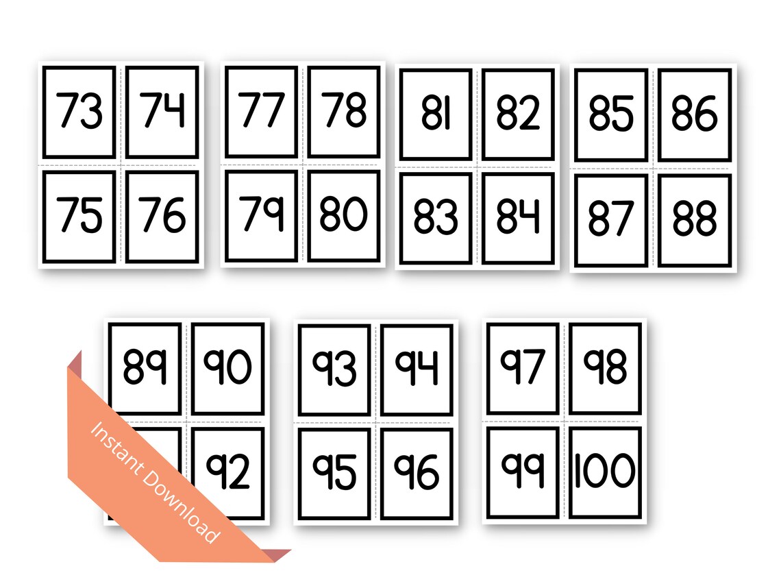 Numbers 1-100 Flashcards / Homeschool Printable Counting / Counting ...