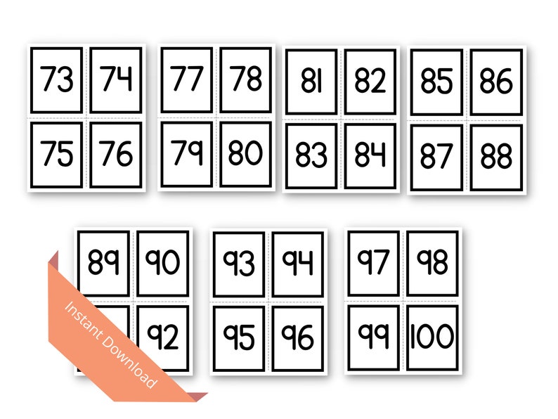 Numbers 1-100 Flashcards / Homeschool Printable Counting / Counting ...