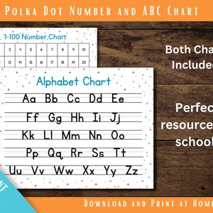 Alphabet Chart, Number Chart, Instant Download, Handwriting Chart, 1 ...