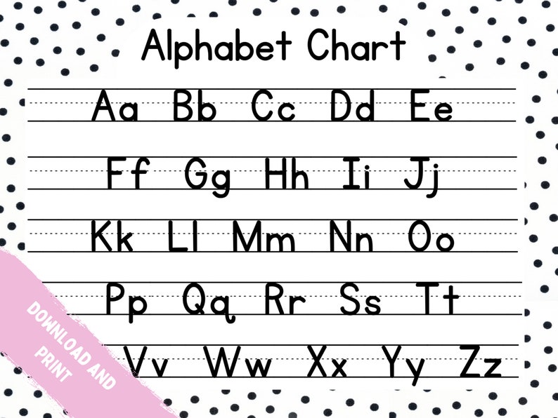 Printable ABC Chart, Alphabet Chart, Polka Dot, Handwriting Chart ...